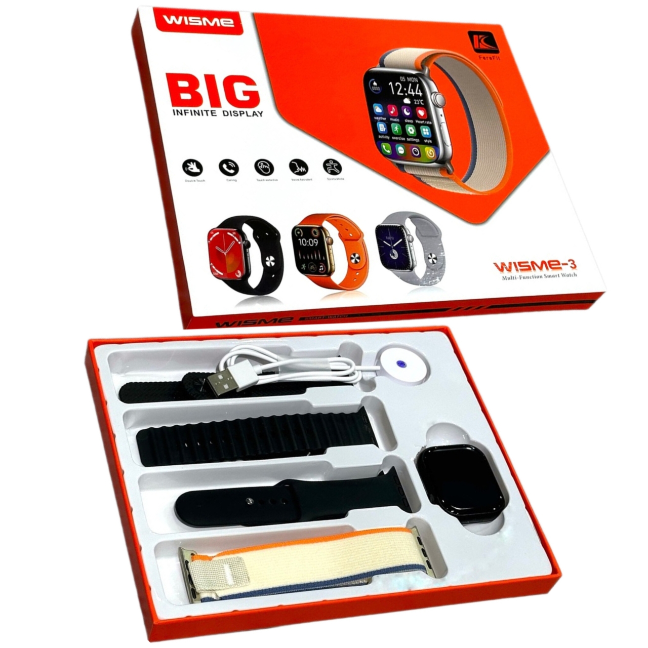 ساعت هوشمند wisme مدل wisme-3 سری 9 همراه با 4 بند ساعت - هشتگ موبایل