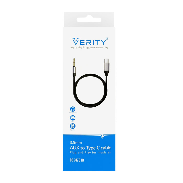 کابل تبدیل AUX به Type-C برند VERITY مدل 3173TB - هشتگ موبایل